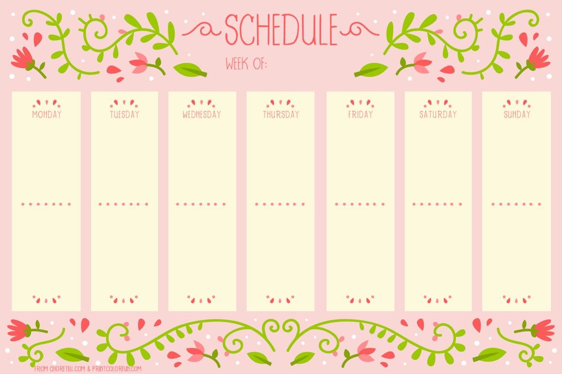 Busy weekend planner – Free printable downloads from ChoreTell
