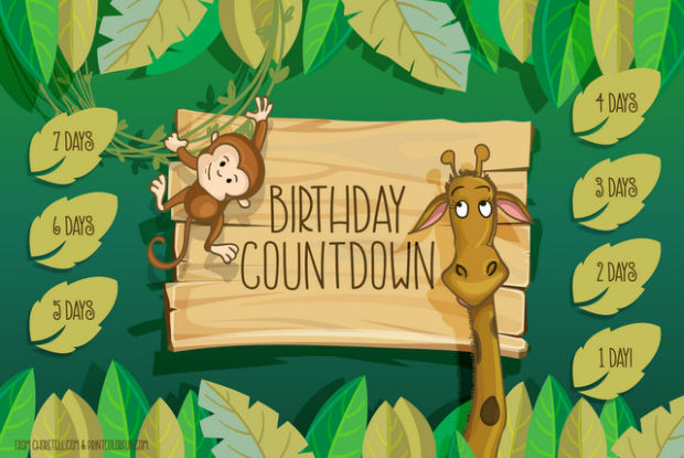 Jungle birthday countdown printable – Free printable downloads from ...