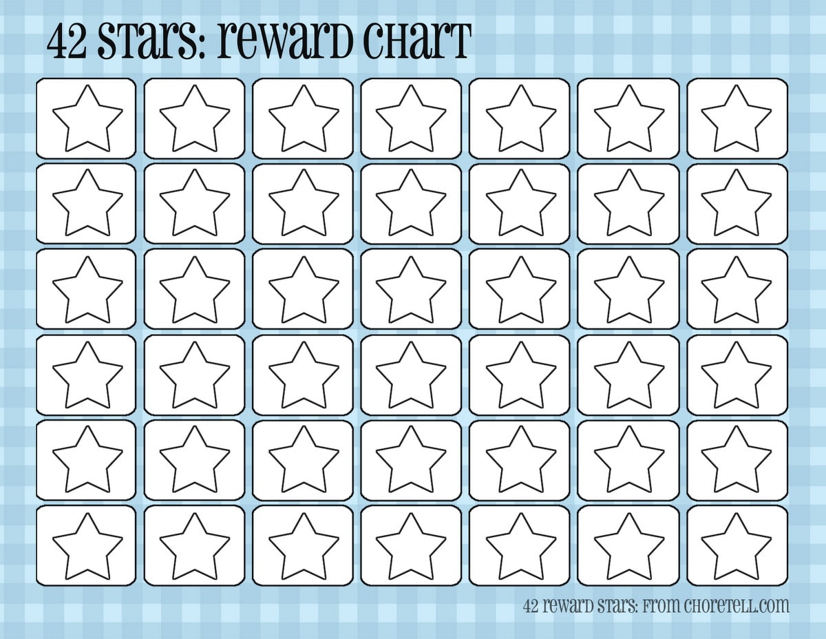 Plaid reward charts (42 stars) – Free printable downloads from ChoreTell