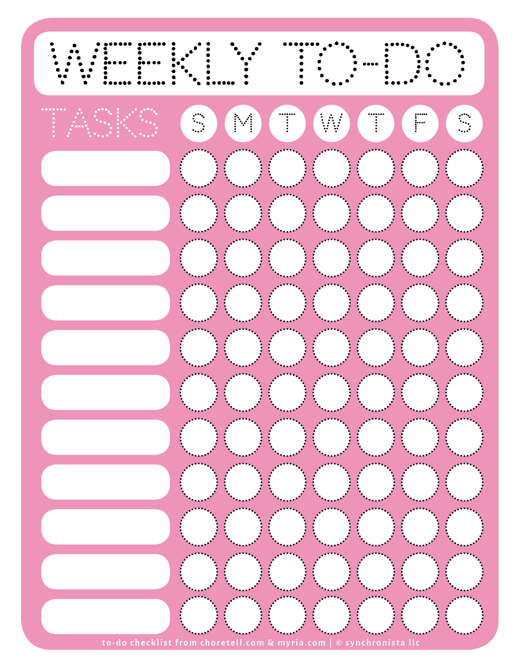 Dotty printable weekly to-do checklists – Free printable downloads from ...