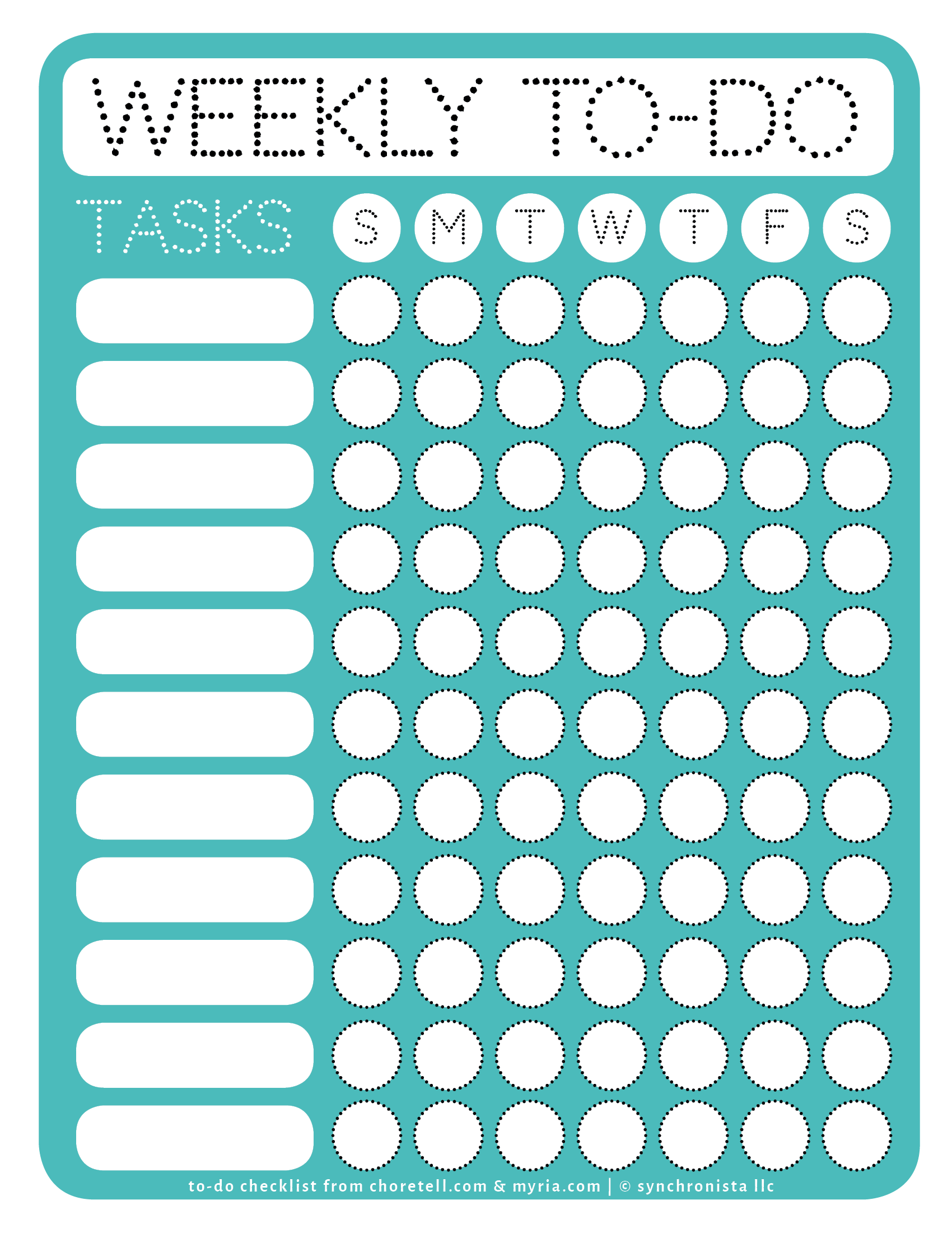 Dotty printable weekly to-do checklists – Free printable downloads from ...