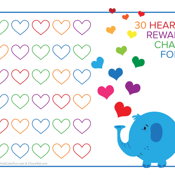 Elephant and rainbow hearts reward chart – Free printable downloads ...