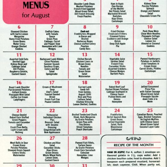 Dinner menu planning calendars – Free printable downloads from ChoreTell