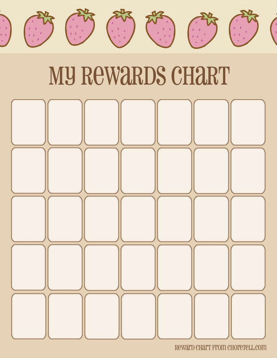 Cherry & strawberry-themed printable “My rewards chart” – Free ...