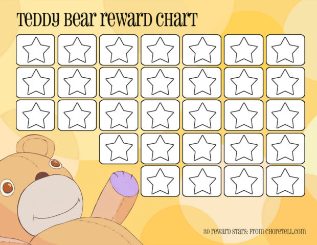 Teddy bear reward chart – Free printable downloads from ChoreTell